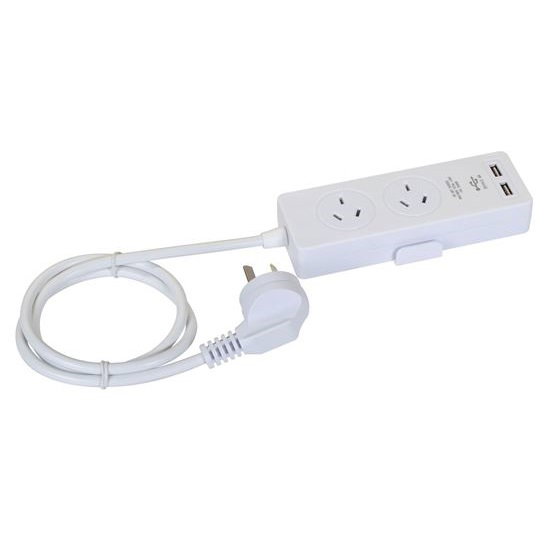 Dynamix 2 Outlet Powerboard with 2 USB Ports | Elive NZ