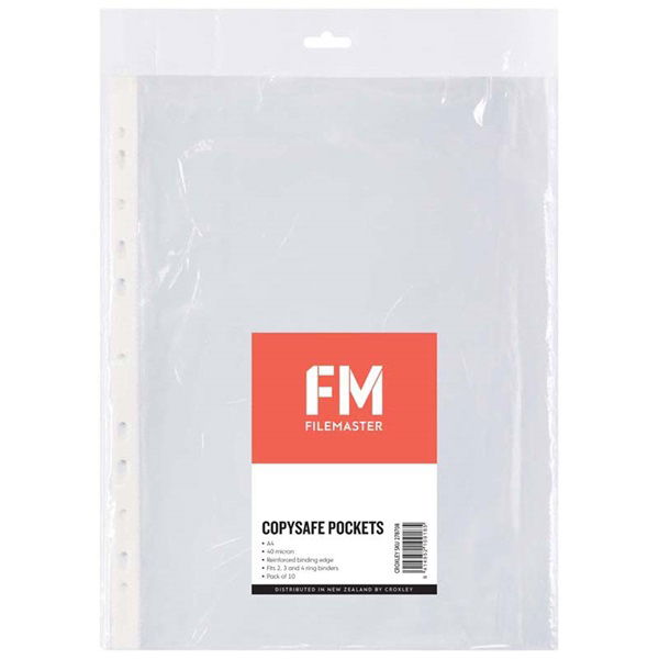 File Master A4 Copysafe Pockets Clear 10 Pack | Elive NZ