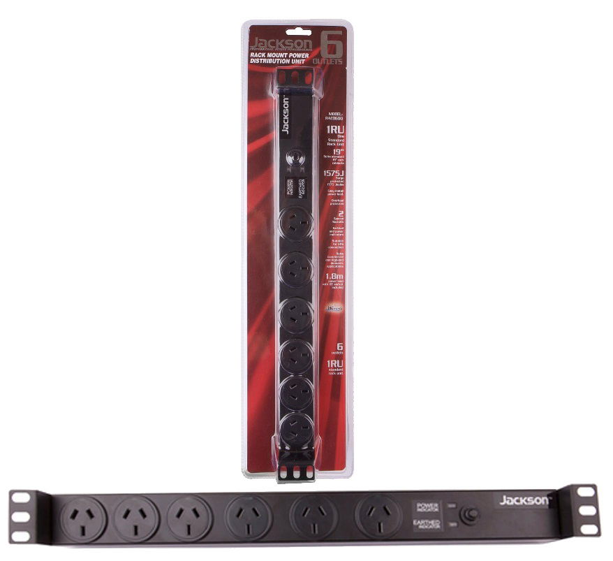 Jackson 1RU 6 Outlet Horizontal Power Rail | Elive NZ