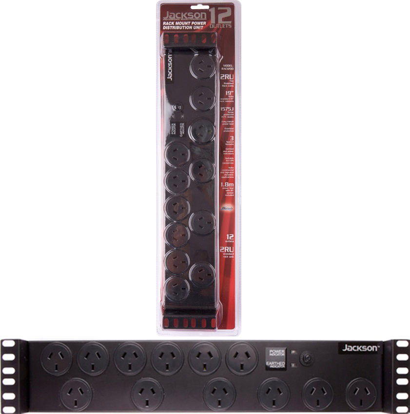Jackson 2RU 12 Outlet Horizontal Power Rail | Elive NZ