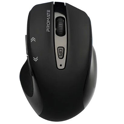 Promate Cursor EZGrip Ergonomic Wireless Optical Mouse Black | Elive NZ