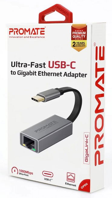 Promate Gigalink C Usb C Gigabit Ethernet Adapter Grey Elive Nz