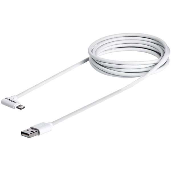 StarTech 2m Lightning to USB Angled Cable White USBLT2MWR | Elive NZ