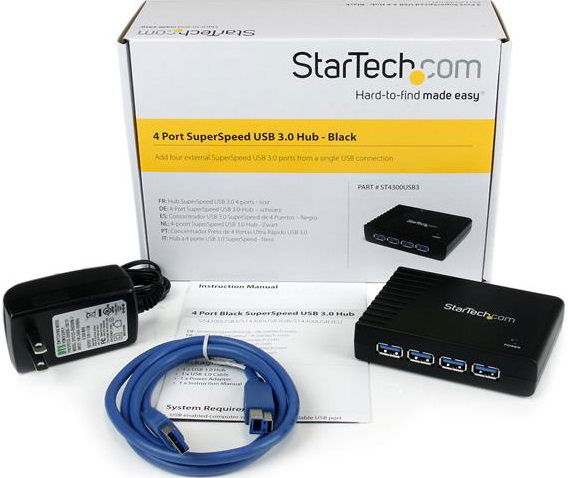 StarTech 4 Port Black SuperSpeed USB 3 Hub ST4300USB3 | Elive NZ StarTech 4 Port Black SuperSpeed USB 3 Hub ST4300USB3 | Elive NZ
